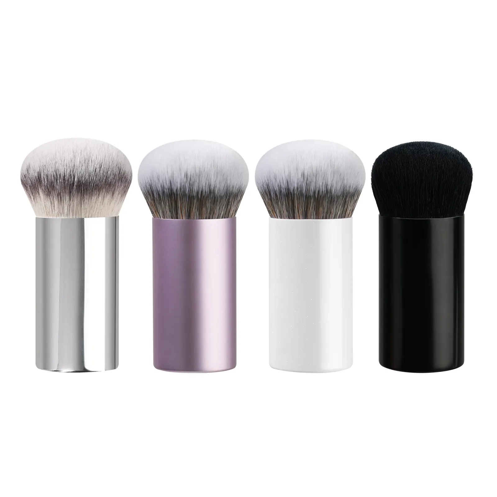 Luxury Aluminum Tube Kabuki Liquid Seamless Foundation Brush Soft Synthetic Hair Small Buffer ...